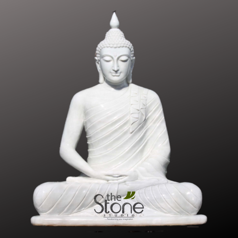 Marble Buddha Statue Sitting in Dhyana Mudra 6ft - The Stone Studio