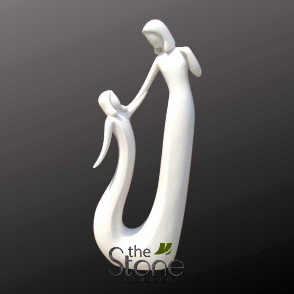 Mother and Daughter Modern Sculpture 24" - The Stone Studio