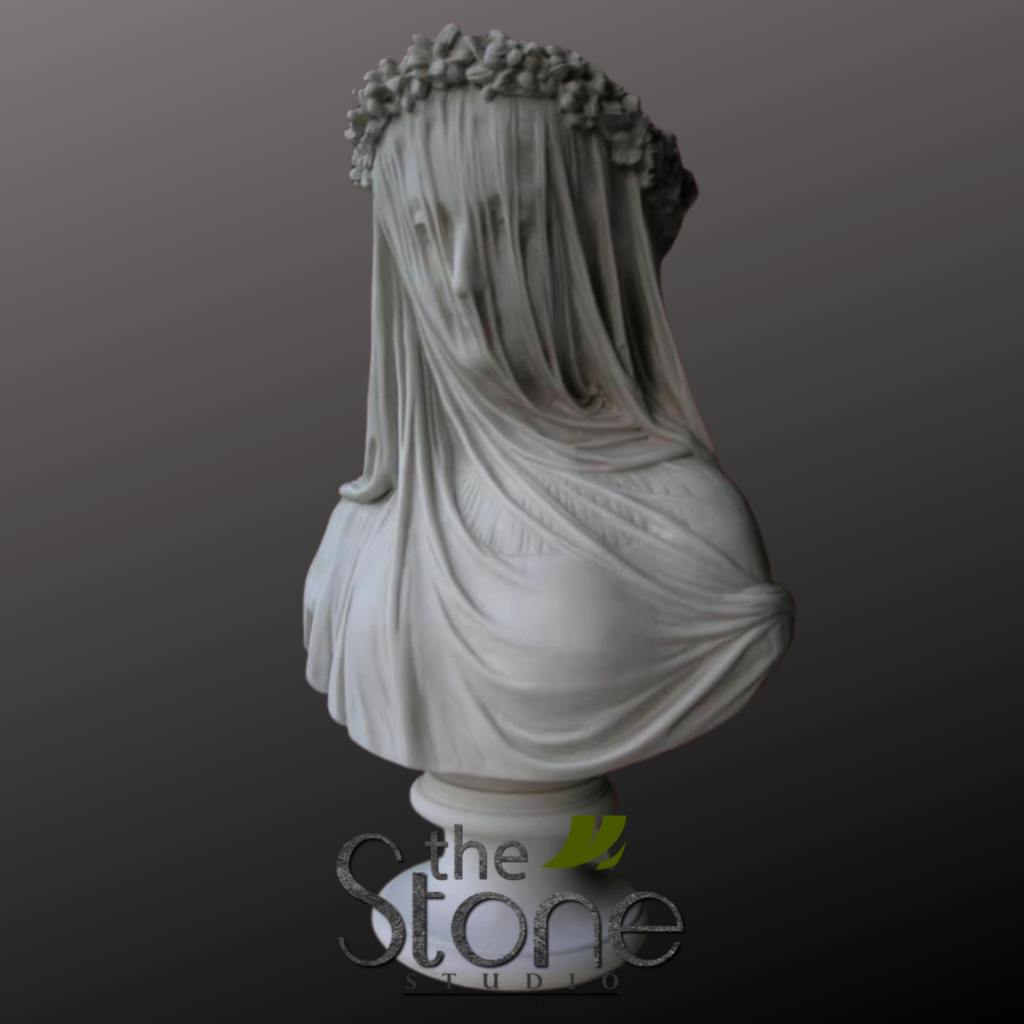 The Veiled Lady Sculpture in Marble 2.5ft - The Stone Studio