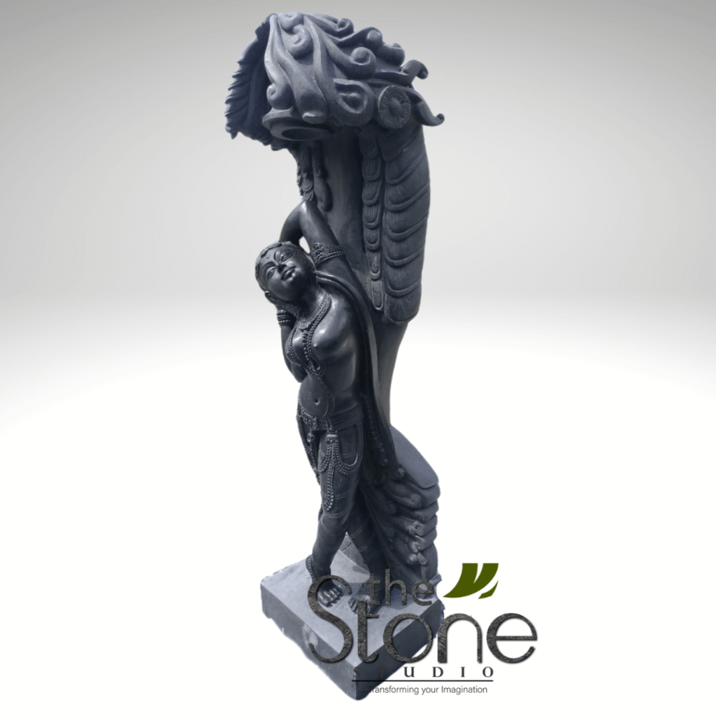 Buy Devadasi Sculpture in Black Stone 5' - The Stone Studio