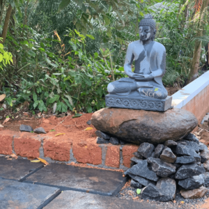 Black Stone Buddha Statue in Sitting Position 3ft - The Stone Studio