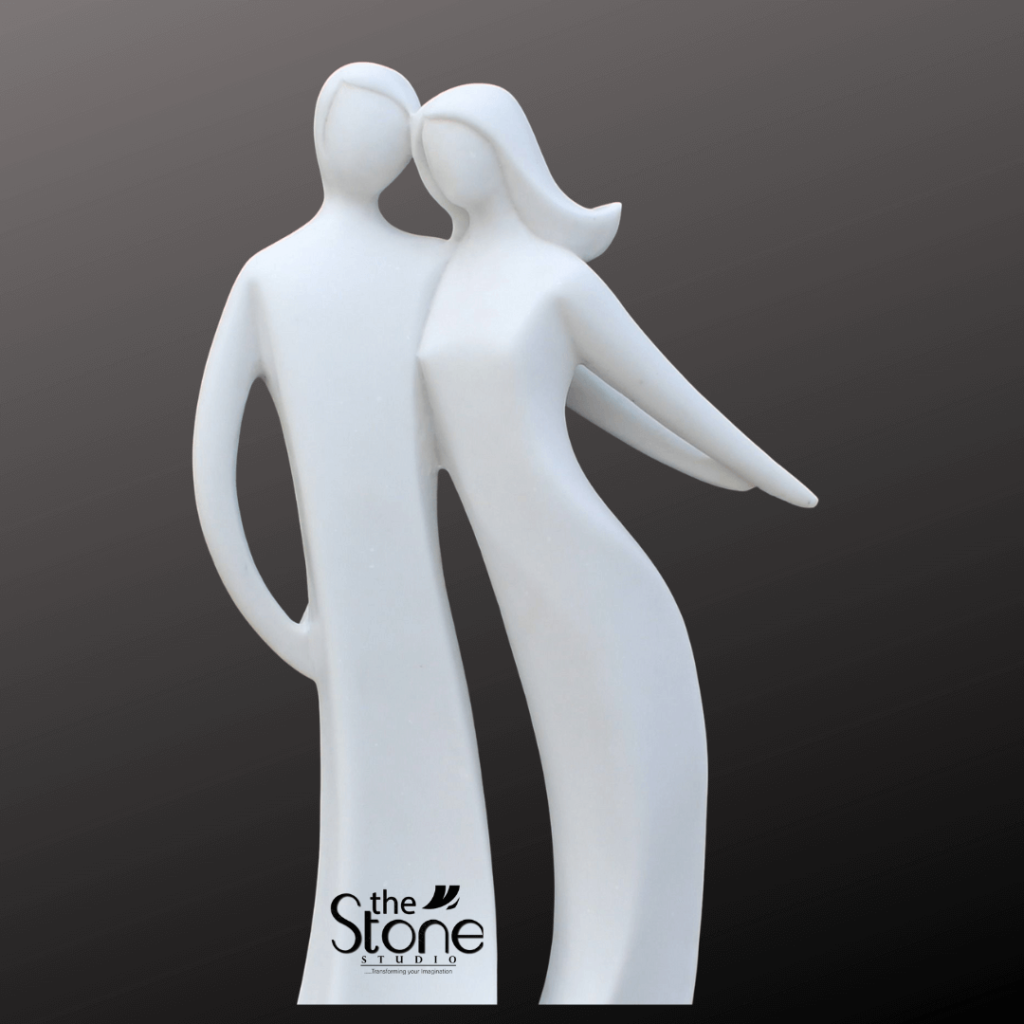 Ecstatic Love Modern Sculpture in White Marble Look 2ft Fibre