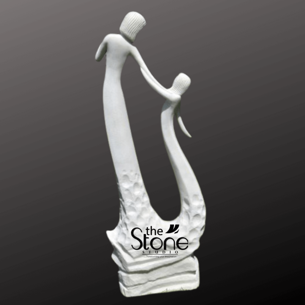 Mother and Daughter Modern Sculpture 24" - The Stone Studio