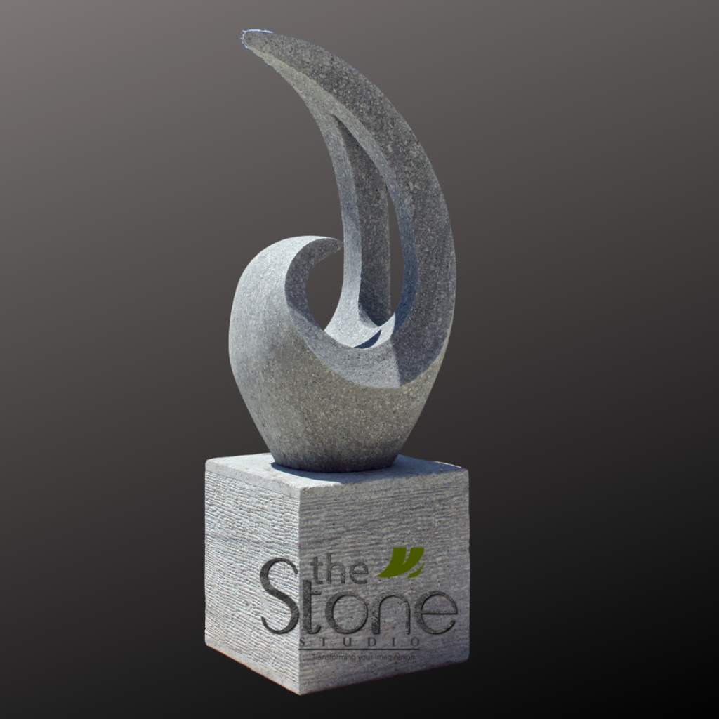 Garden Fountain Statue in Grey Stone 54" - The Stone Studio