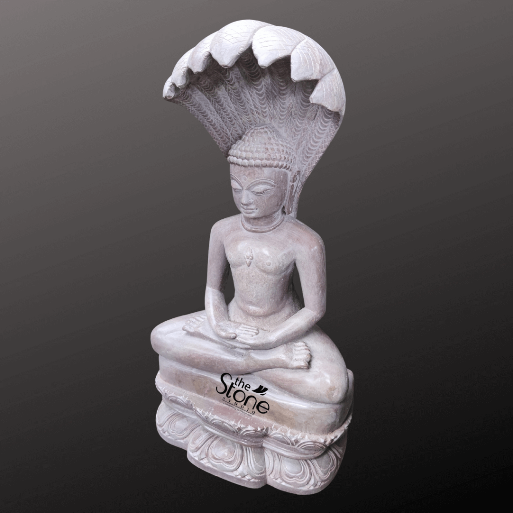 Naga Buddha Statue in Pink Stone 15": Buy Now - The Stone Studio
