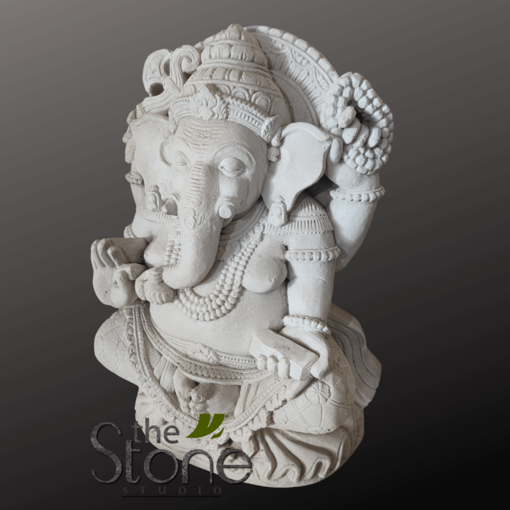 White Ganesha Idol 18": Buy Elegant Bali Art - The Stone Studio