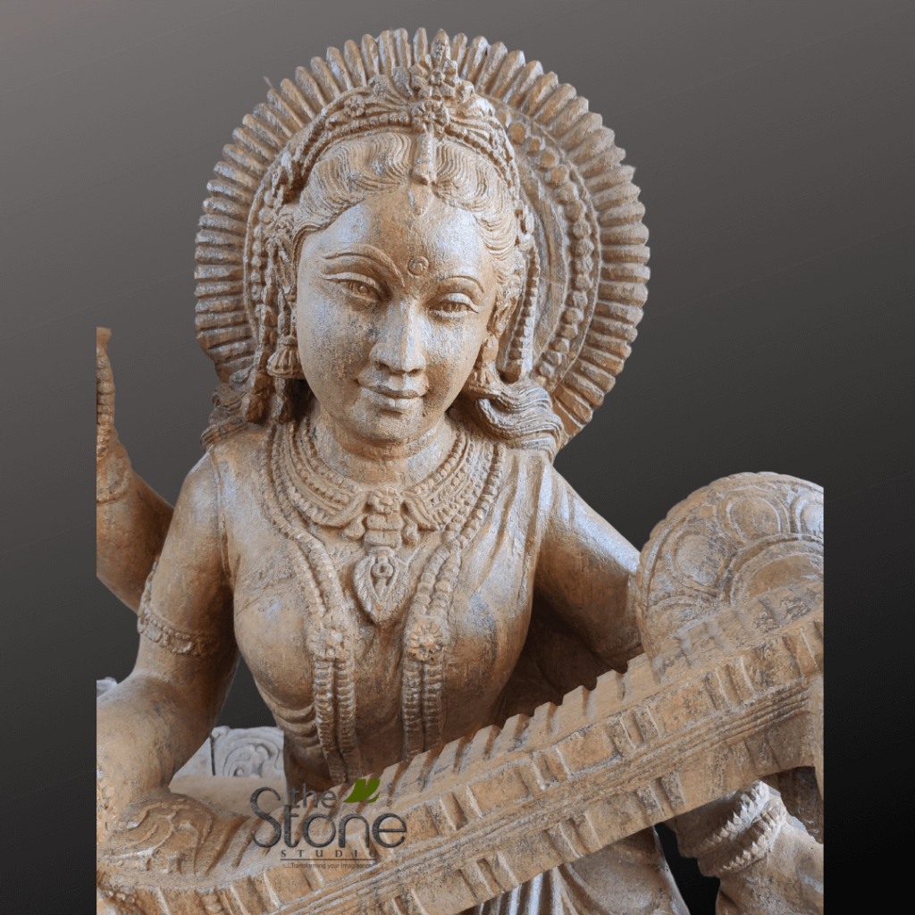 Saraswati Stone Statue 3ft: Buy Elegant Idol - The Stone Studio