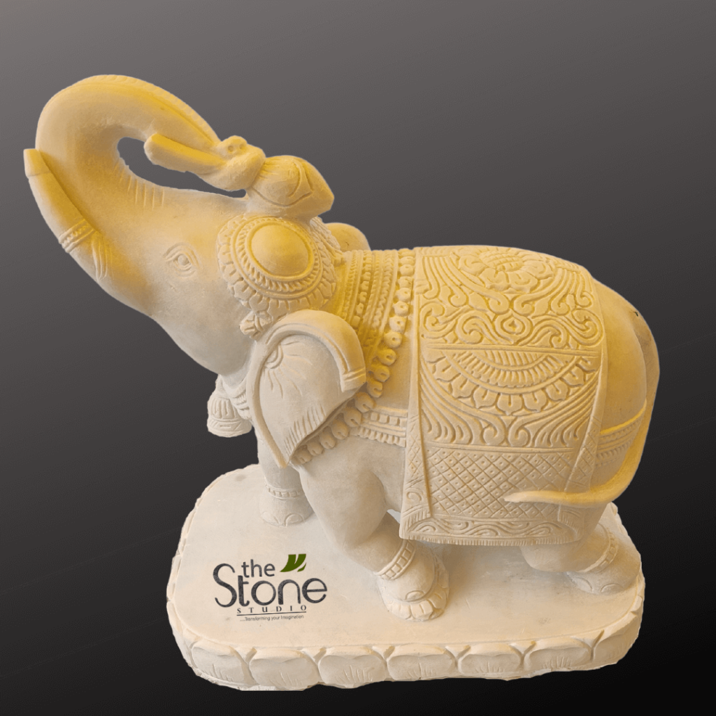 White Marble Elephant Statue 27": Best Buy - The Stone Studio