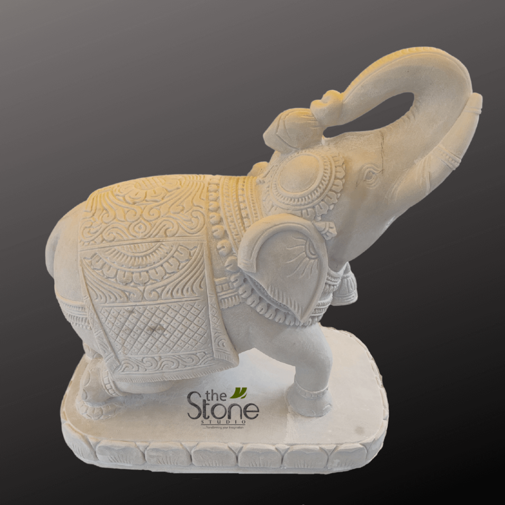 White Marble Elephant Statue 27": Best Buy - The Stone Studio