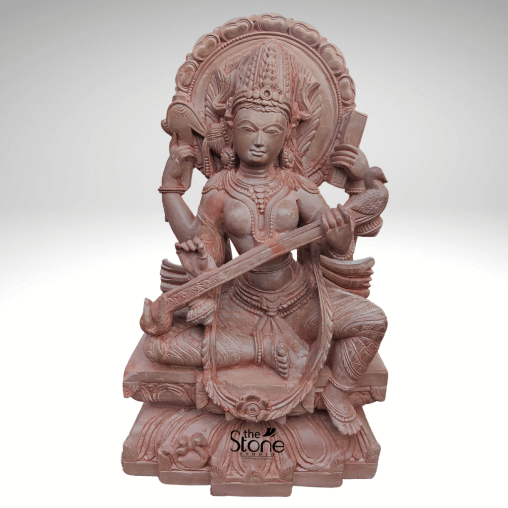 Small Saraswati Murti 12": Buy Beautiful Maa - The Stone Studio