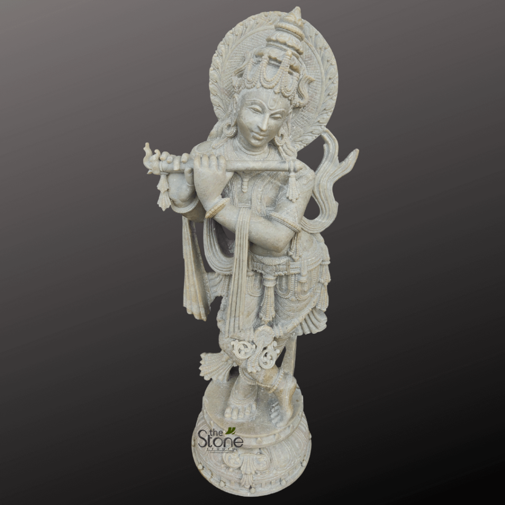 Shree Krishna Murti 3ft: Buy Best Onyx Idol - The Stone Studio