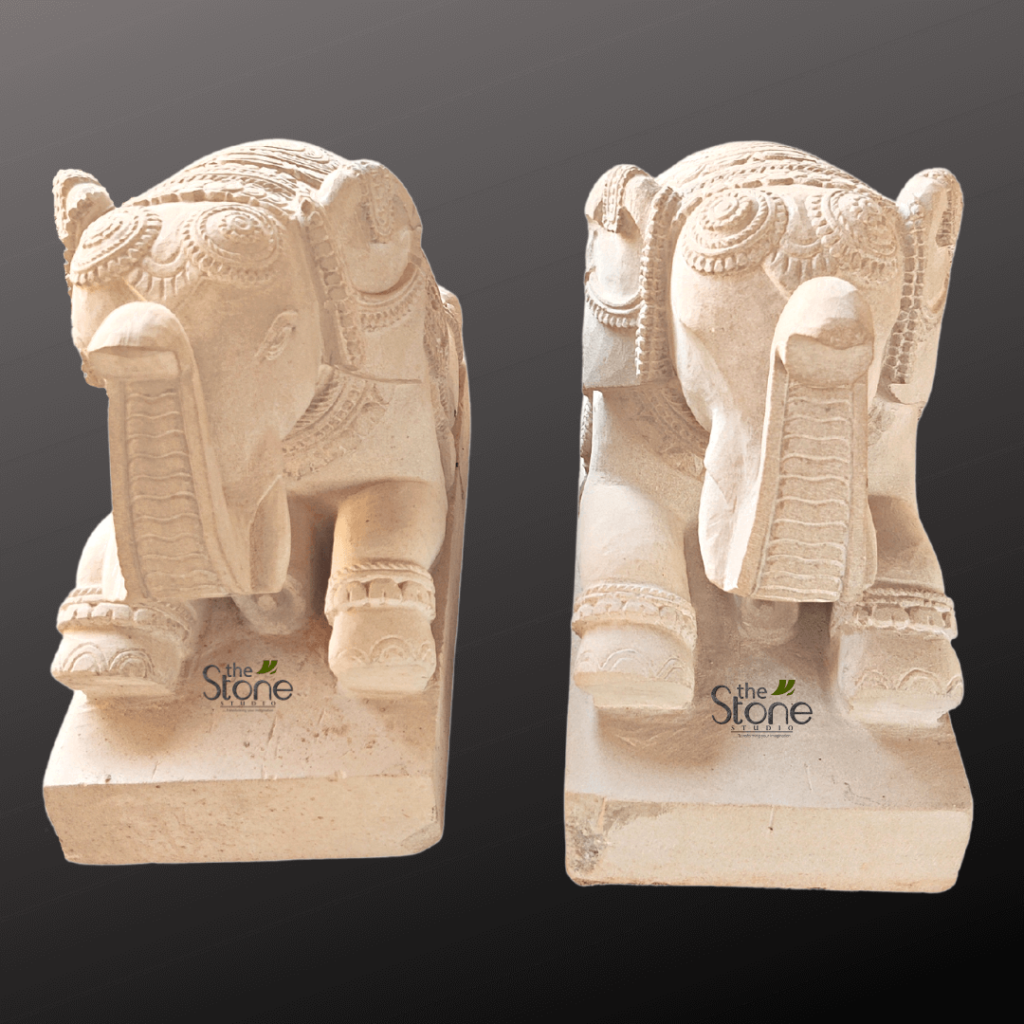 White Stone Elephant Statue 18": Buy Best - The Stone Studio