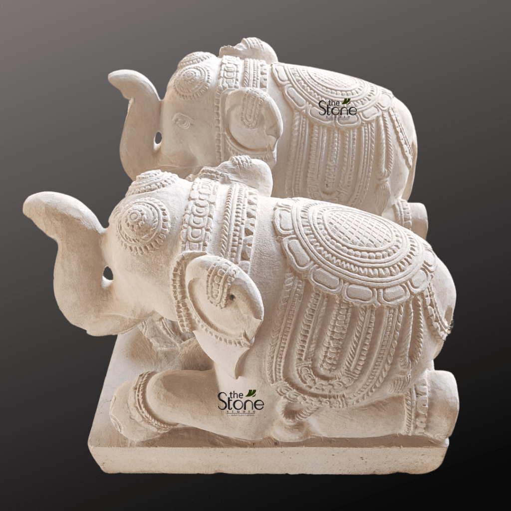 White Stone Elephant Statue 18": Buy Best - The Stone Studio