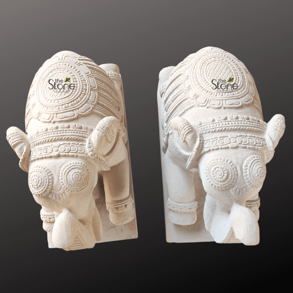 White Stone Elephant Statue 18": Buy Best - The Stone Studio