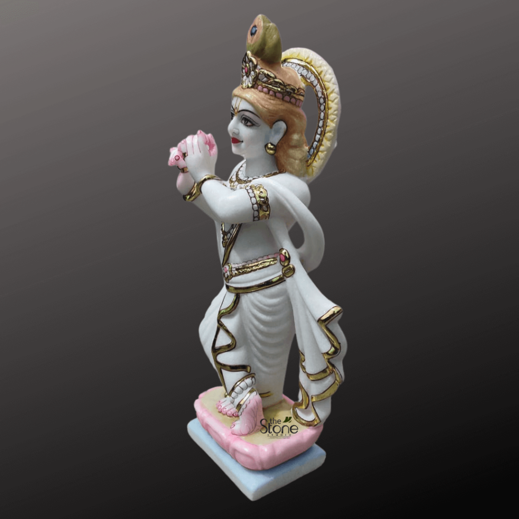 Marble Krishna Idol 18": Buy The Best God - The Stone Studio