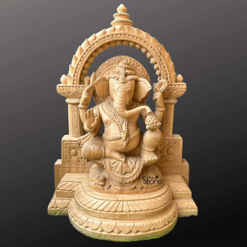 Small Wooden Ganesha Statue 12": Buy Best - The Stone Studio