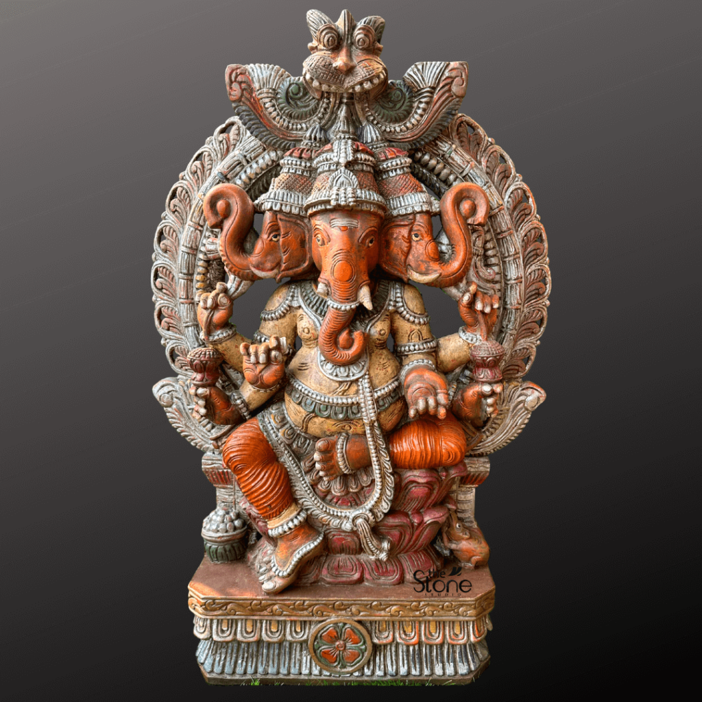 Tri-Mukha Ganesha Statue 3ft: Buy Best Idol - The Stone Studio