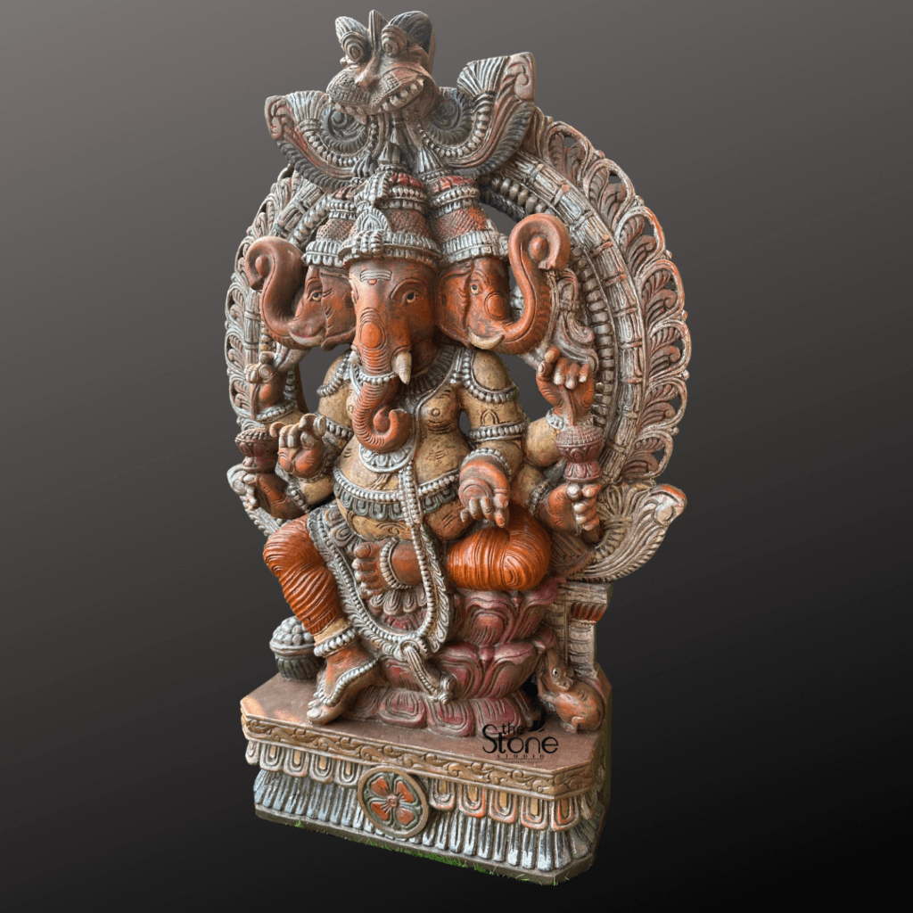 Tri-Mukha Ganesha Statue 3ft: Buy Best Idol - The Stone Studio