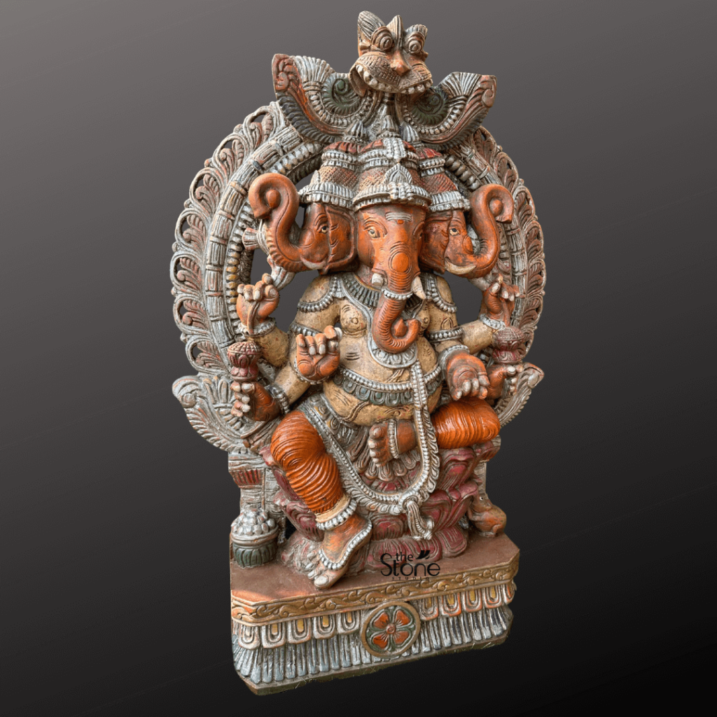 Tri-Mukha Ganesha Statue 3ft: Buy Best Idol - The Stone Studio