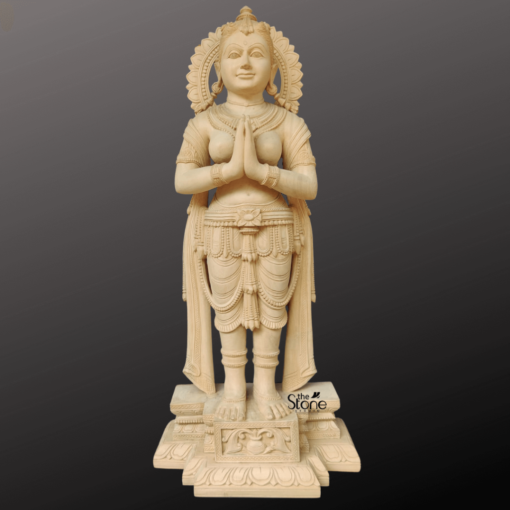 Wooden Lady Statue for Interior Decor 2ft - The Stone Studio