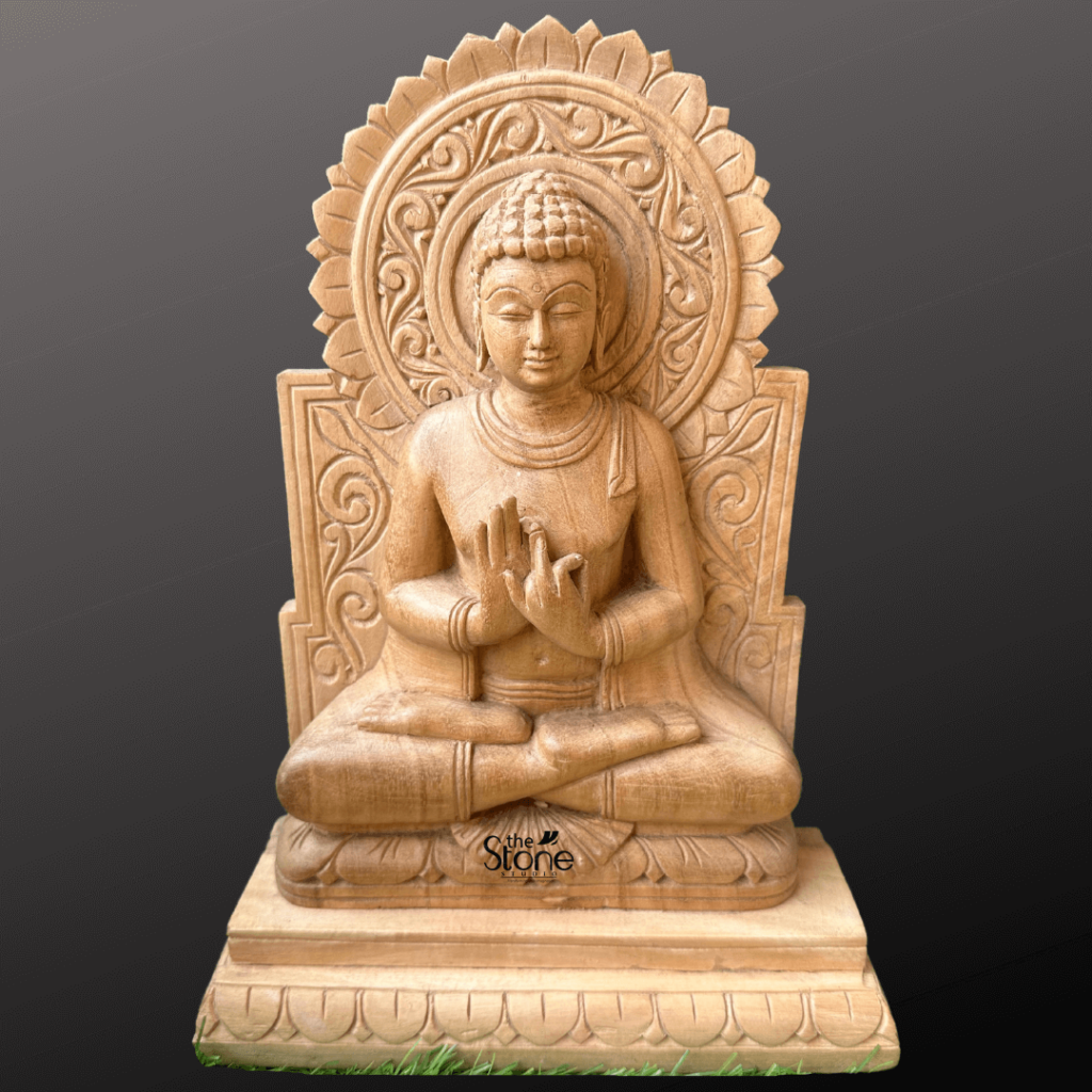 Buddha Wood Statue 12": Buy Best Wood Idol - The Stone Studio