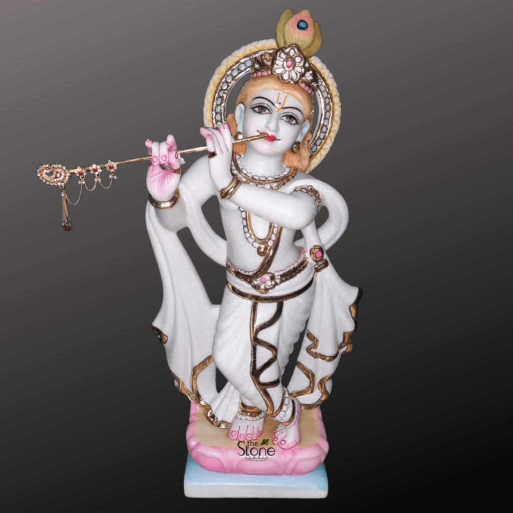 Marble Krishna Idol 18": Buy The Best God - The Stone Studio