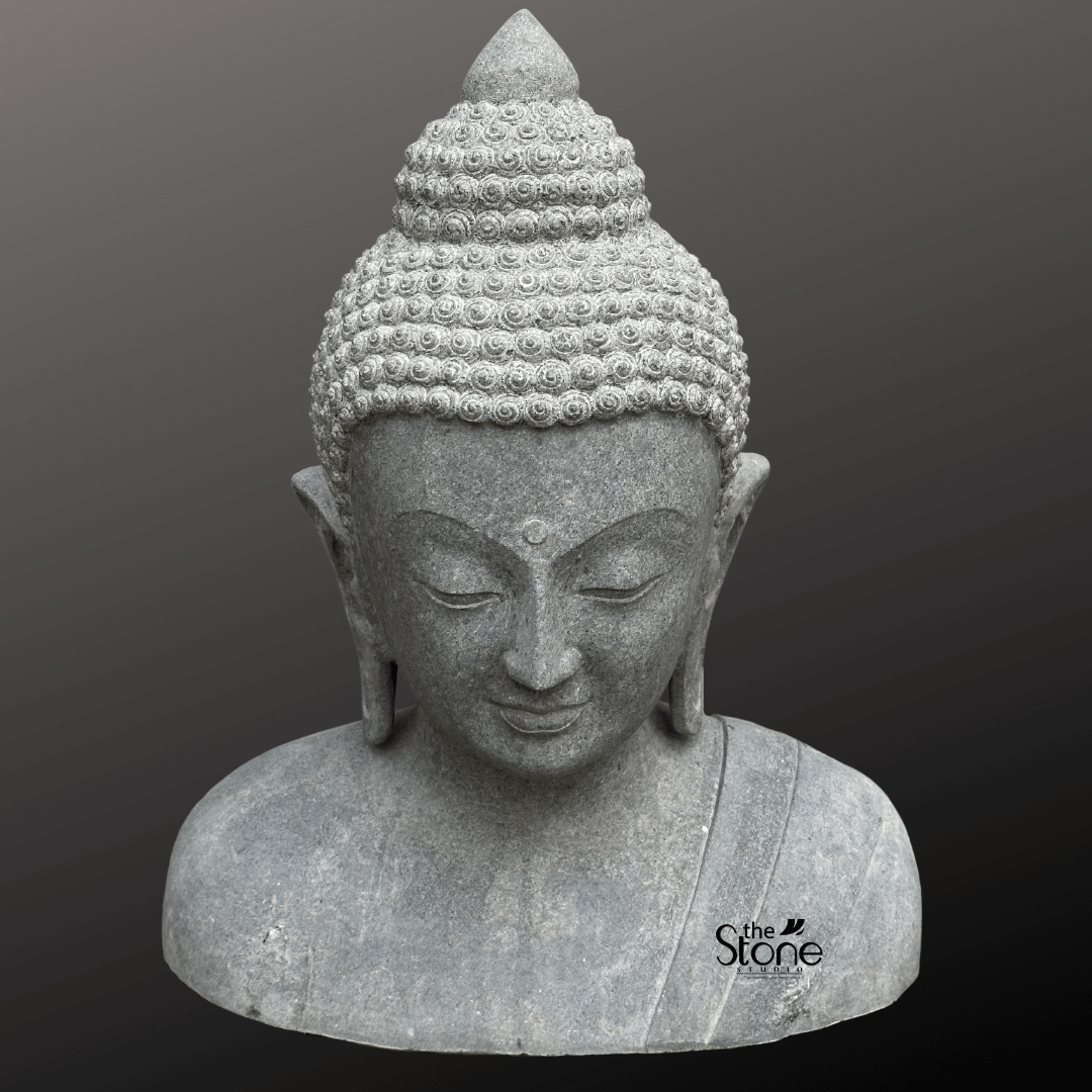 Granite Buddha Head 24" Shop Now - The Stone Studio