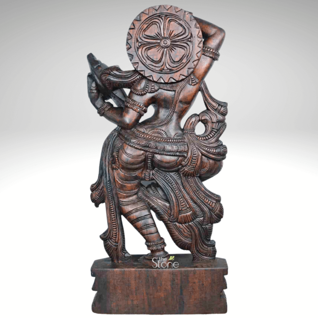 Wooden Apsara Statue 3ft: Buy Best Wood Art - The Stone Studio
