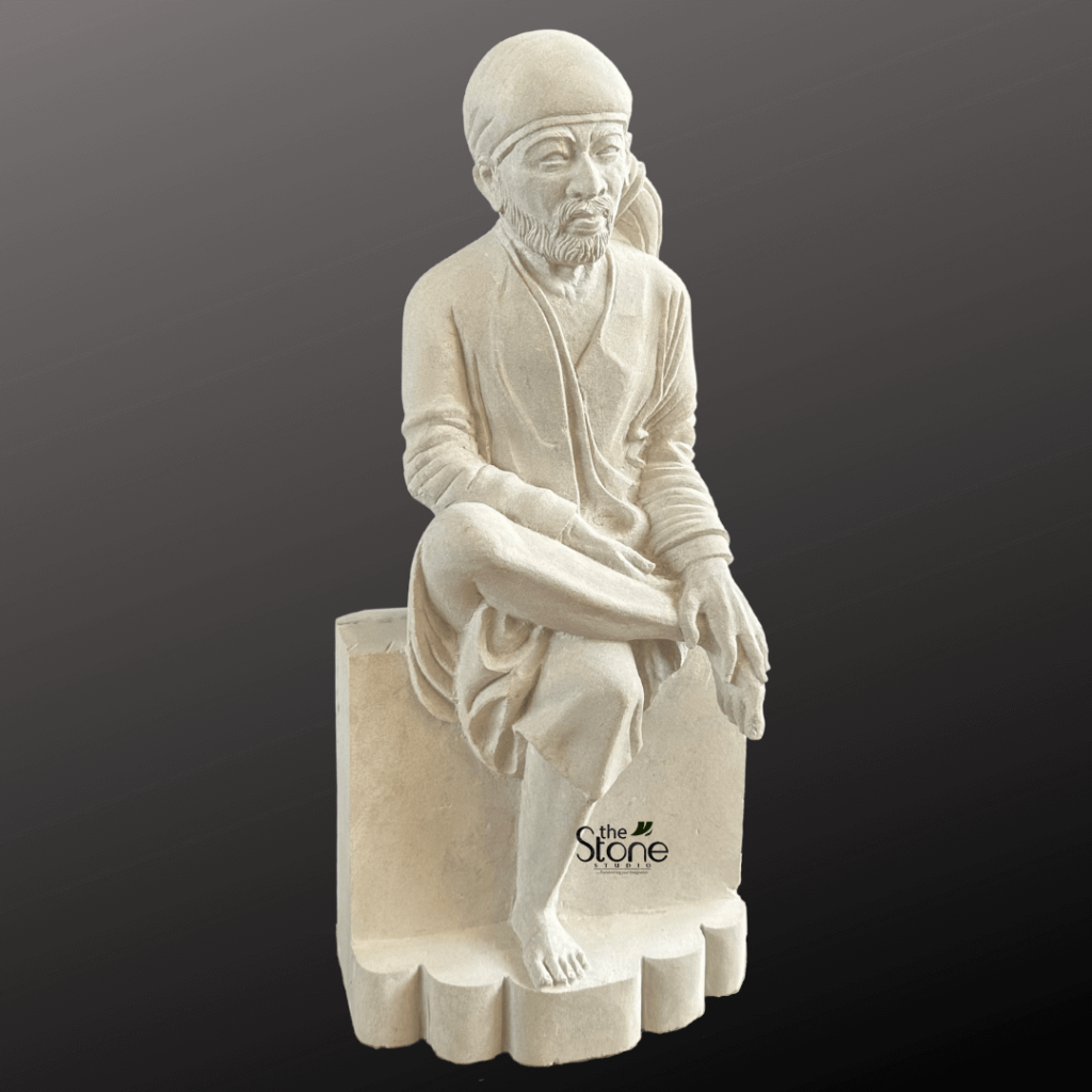 White Stone Sai Baba Statue 18": Buy Best - The Stone Studio