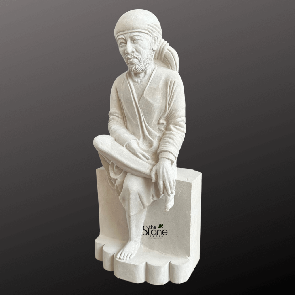White Stone Sai Baba Statue 18": Buy Best - The Stone Studio