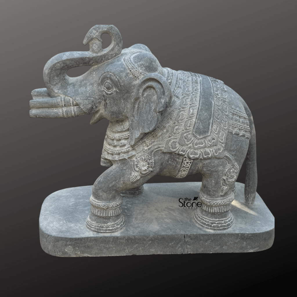 Black Stone Elephant Statue 21": Buy Best - The Stone Studio