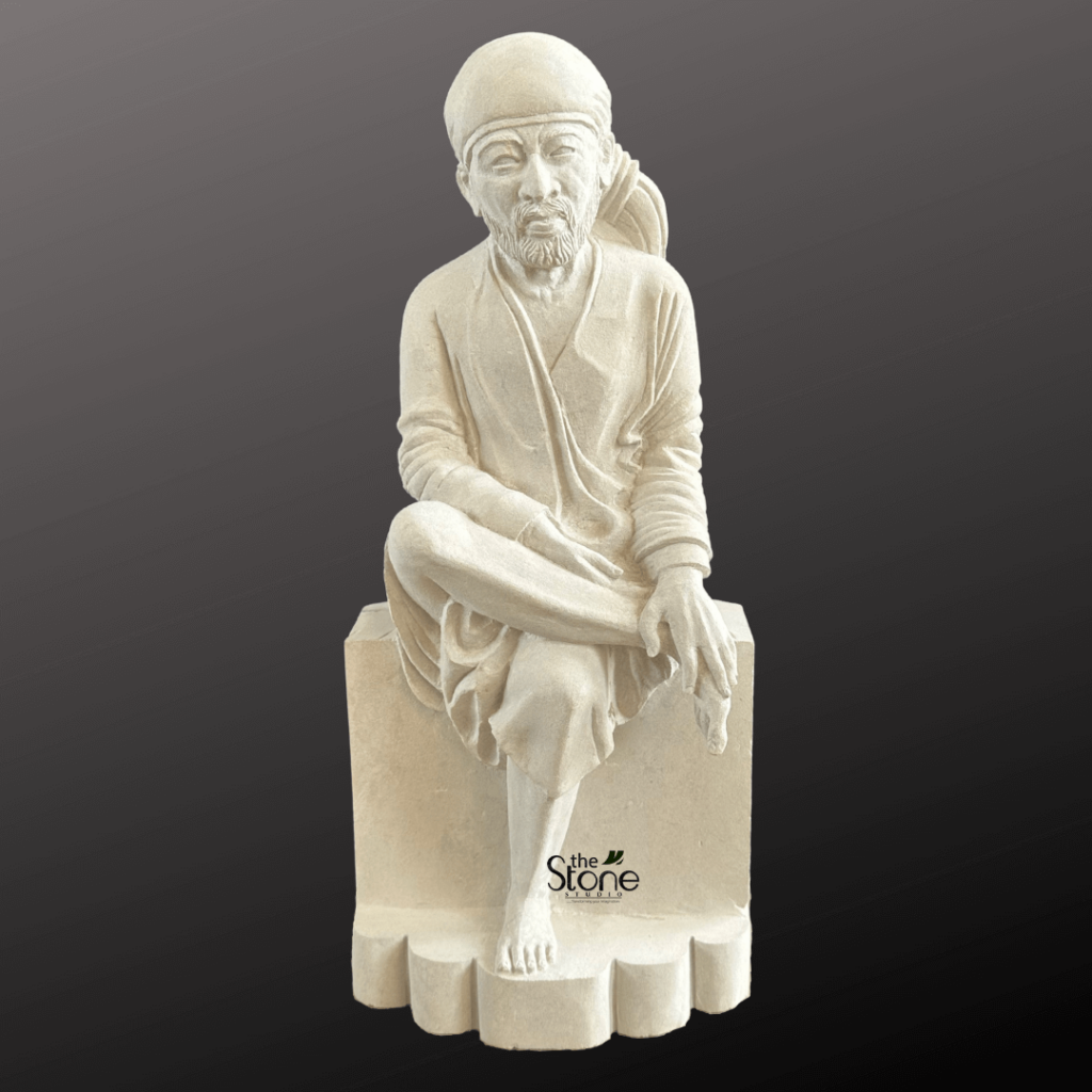 White Stone Sai Baba Statue 18": Buy Best - The Stone Studio