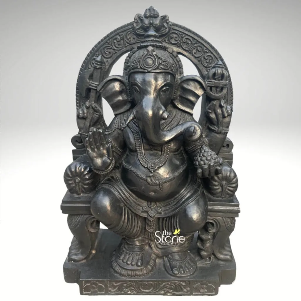 Lord Ganesha Black Stone Statue 2ft: Buy Best - The Stone Studio