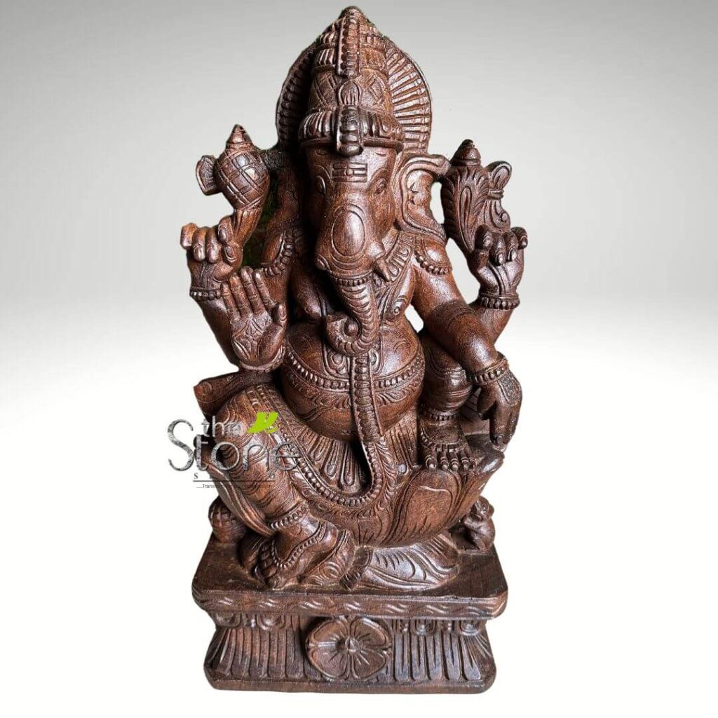 Wooden Ganesh Statue 2 feet: Order Best - The Stone Studio