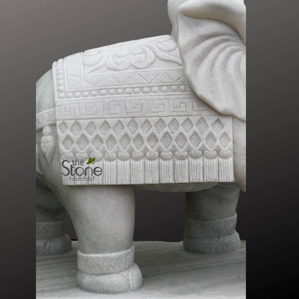 White Marble Elephant Sculpture 40": Book Now - The Stone Studio