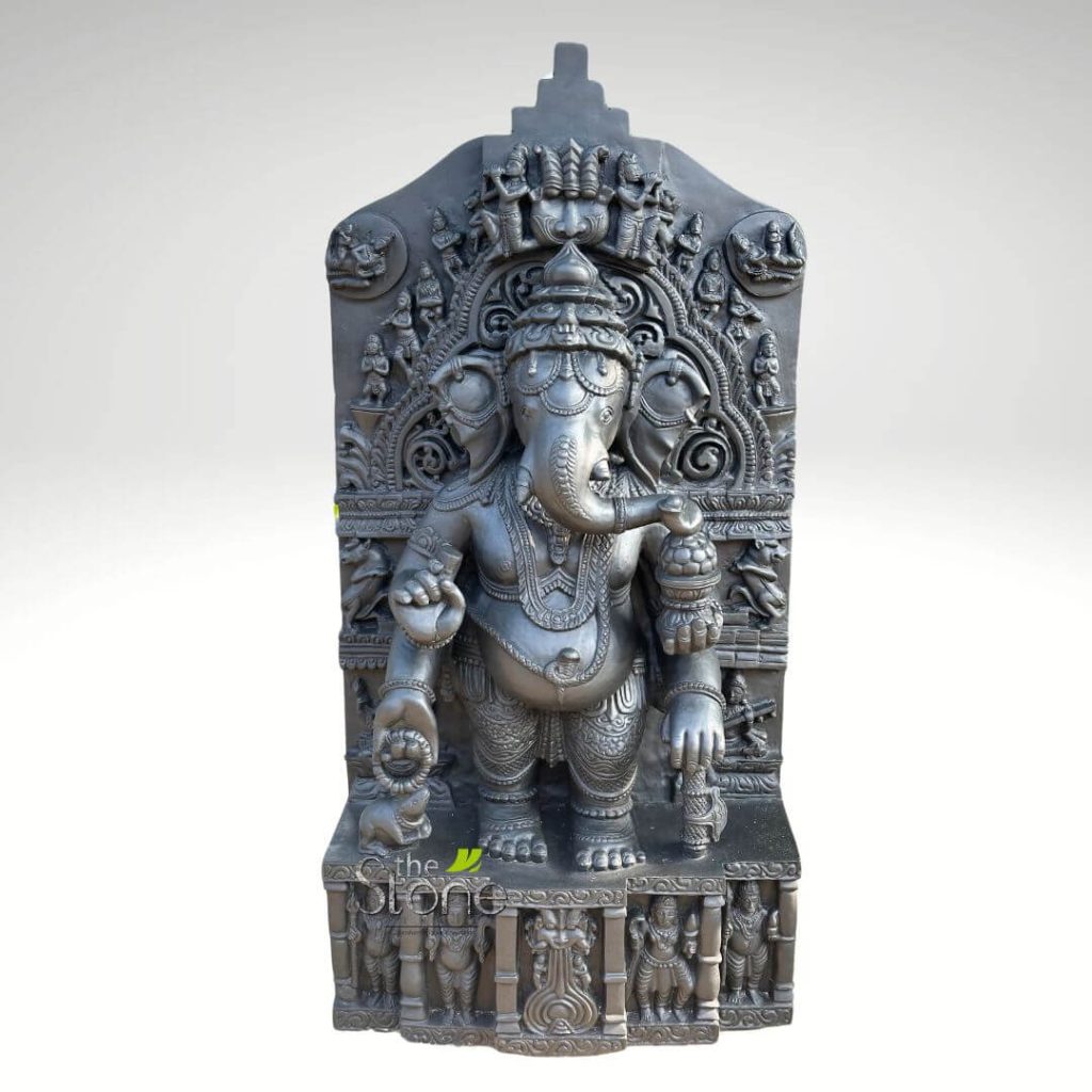 Buy Standing Ganesha Black Stone Statue 30" - The Stone Studio
