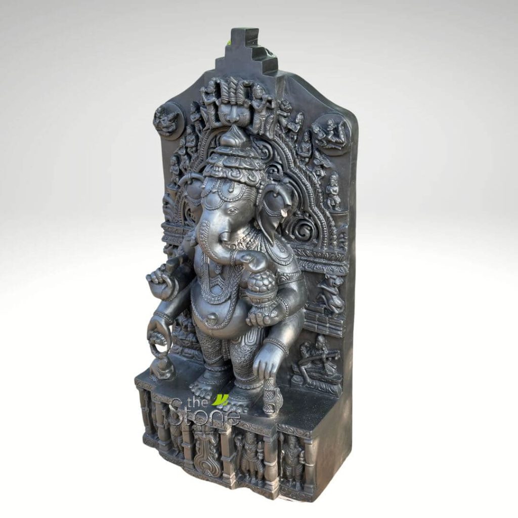 Buy Standing Ganesha Black Stone Statue 30" - The Stone Studio