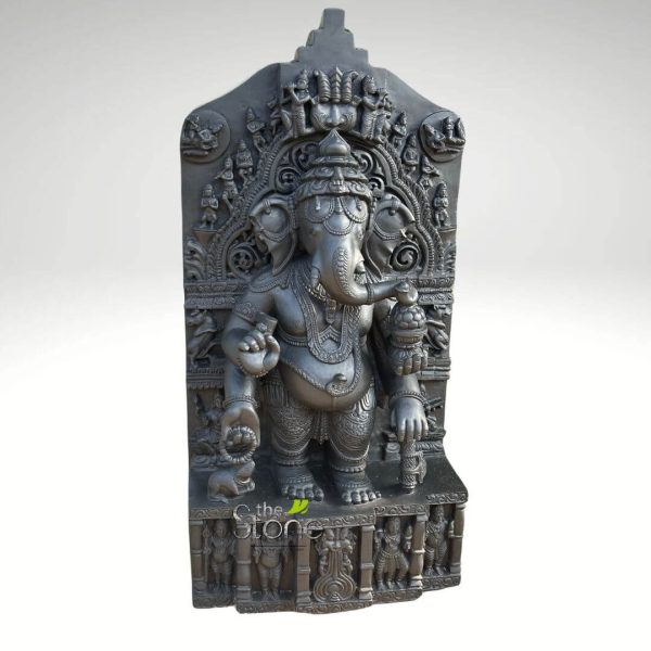 Buy Standing Ganesha Black Stone Statue 30" - The Stone Studio