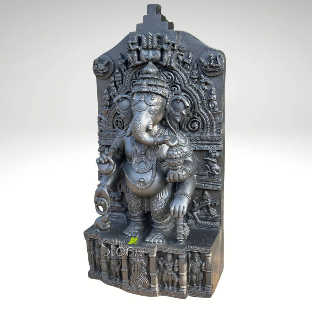 Buy Standing Ganesha Black Stone Statue 30" - The Stone Studio