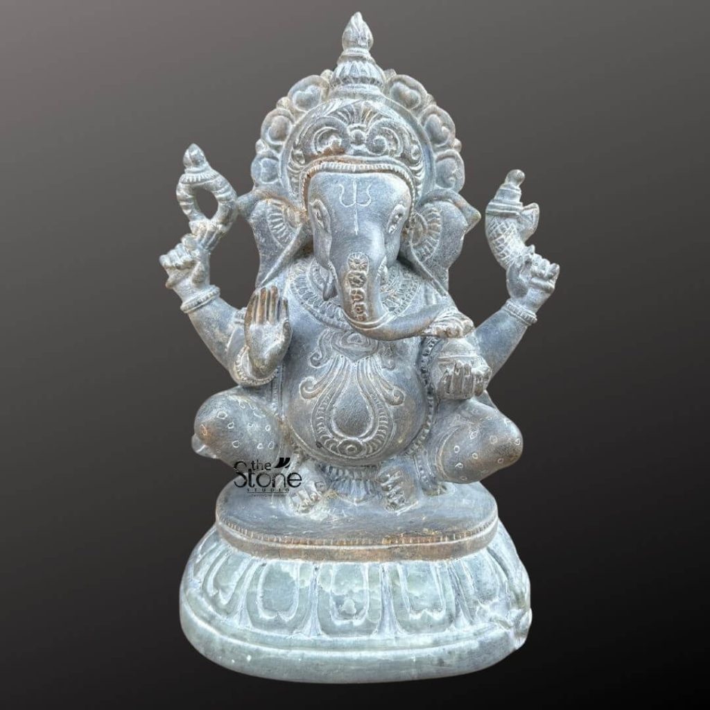 Stone Ganesha Statue for Home Temple 6" Best - The Stone Studio